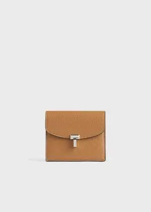 TOTEME T-lock Grained-leather Cardholder - Tan