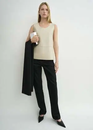 TOTEME Scoop-neck Leather Top - Sand