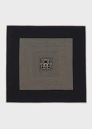 TOTEME Centered Monogram Silk Scarf Black - Black Monogram
