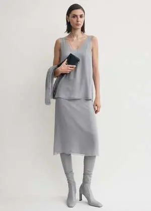 TOTEME Chiffon Slip Top - Light Grey