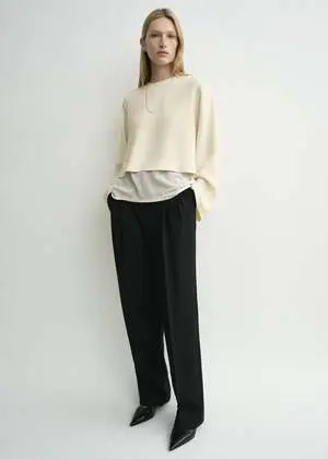 TOTEME Cropped Sablé Blouse - Macadamia