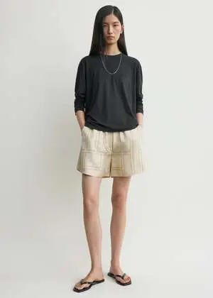 TOTEME Monogram Silk Pj Shorts Ivory - Ivory Monogram