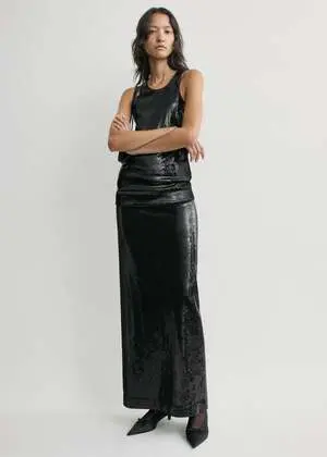 TOTEME Curved Sequin Tank - Black