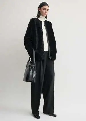 TOTEME Zipped Teddy Shearling Jacket - Black