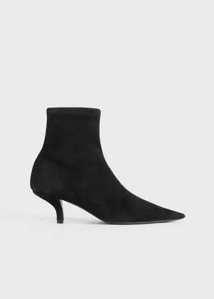 TOTEME Suede Heeled Sock Boots - Black