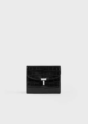 TOTEME T-lock Croco-embossed Cardholder - Black