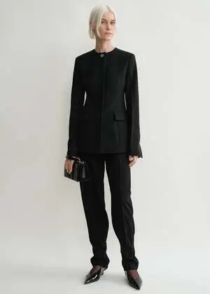 TOTEME Collarless Cinched Jacket - Black