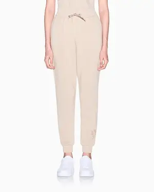 Armani Exchange Joggers In Viscose Stretch Scuba With Ribbed Cuffs Icon - Beige