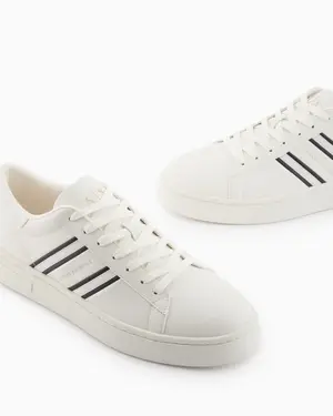 Armani Exchange Sneakers With Webbing And Rubber Sole - Two-tone