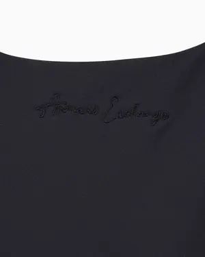 Armani Exchange Scoop-neck Bodysuit In Stretch Jersey With Logo Essential