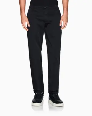 Armani Exchange Straight-leg Chinos In Stretch Cotton Satin Essential - Black