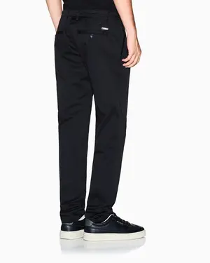 Armani Exchange Straight-leg Chinos In Stretch Cotton Satin Essential - Black