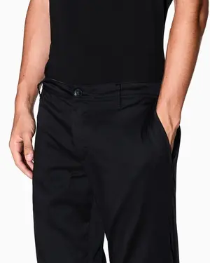 Armani Exchange Straight-leg Chinos In Stretch Cotton Satin Essential - Black