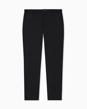 Armani Exchange Straight-leg Chinos In Stretch Cotton Satin Essential - Black