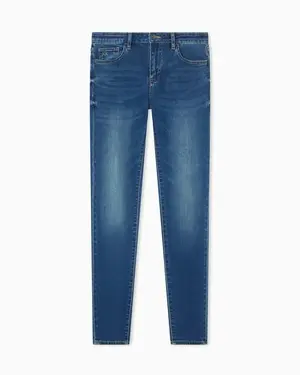 Armani Exchange Super Skinny Jeans In Stretch Cotton With Fading Essential - Blue