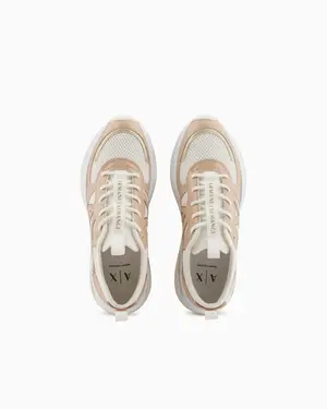 Armani Exchange Urban Mesh And Microsuede Sneakers - Beige
