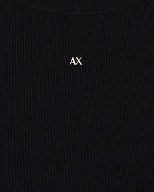 Armani Exchange Fitted Midi Dress In Ribbed Jersey With Logo - Black