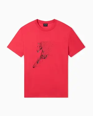 Armani Exchange Regular Fit Mercerized Cotton Jersey T-shirt With Horse - Red