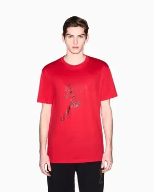 Armani Exchange Regular Fit Mercerized Cotton Jersey T-shirt With Horse