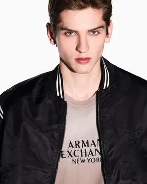 Armani Exchange Regular Fit T-shirt In Used Effect Jersey With Logo - Beige