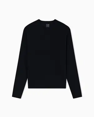 Armani Exchange Crew Neck Sweater With Shoulder Detail - Black