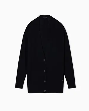 Armani Exchange Oversized Wool Blend Cardigan - Black