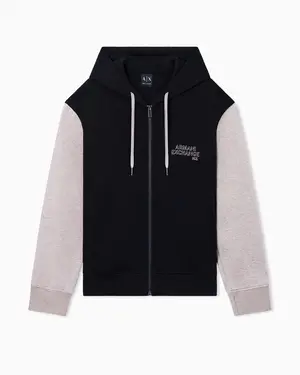 Armani Exchange Bonded Stretch Cotton Zip-up Sweatshirt - Black