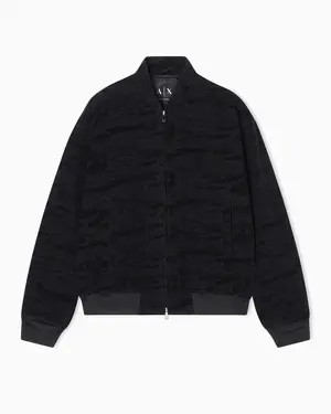 Armani Exchange Blouson In Jacquard Denim Fabric - Black