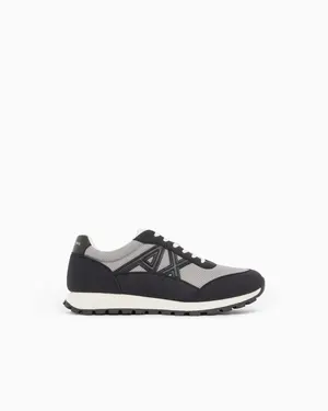 Armani Exchange Sneakers In Mesh And Microsuede - Grey
