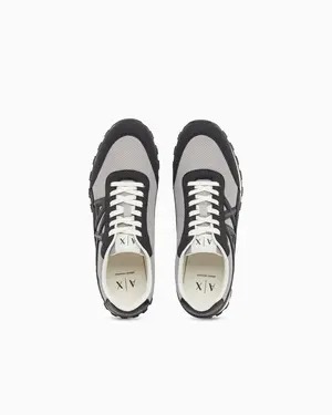 Armani Exchange Sneakers In Mesh And Microsuede - Grey