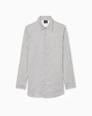 Armani Exchange Regular Fit Shirt With Allover Logo Print - Beige