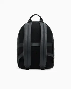 Armani Exchange Backpack With Embossed Pattern And Front Zip Pocket