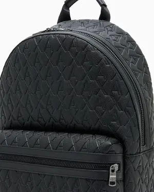 Armani Exchange Backpack With Embossed Pattern And Front Zip Pocket