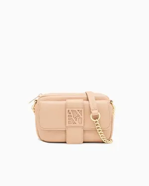 Armani Exchange Camera Case Messenger Bag In Coated Fabric - Beige