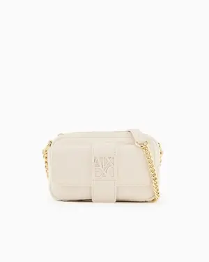 Armani Exchange Camera Case Messenger Bag In Coated Fabric - White