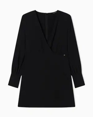 Armani Exchange Short Twill Dress With Gold Detail On The Cuffs - Black