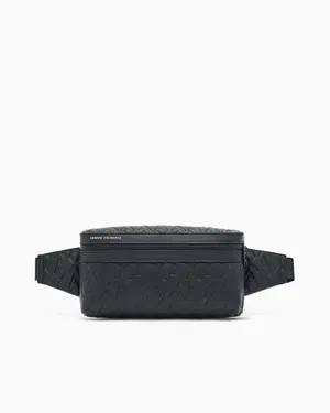 Armani Exchange Waist Bag With An Embossed Pattern And Adjustable Strap - Black