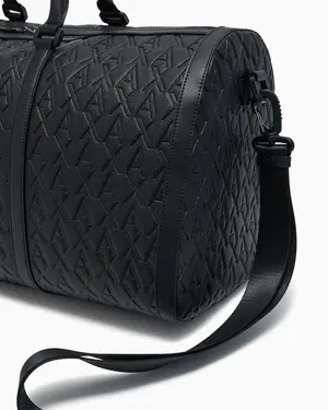 Armani Exchange Duffel Bag With An Embossed Pattern And A Shoulder Strap