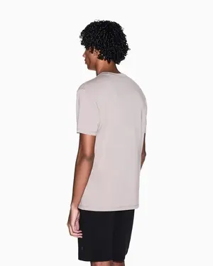 Armani Exchange Regular Fit T-shirt With Contrasting Band And Logo - Beige
