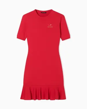 Armani Exchange Mini Dress With Ruffle And Horse Embroidery
