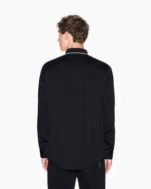 Armani Exchange Stretch Cotton Shirt With Contrasting Profiles - Black