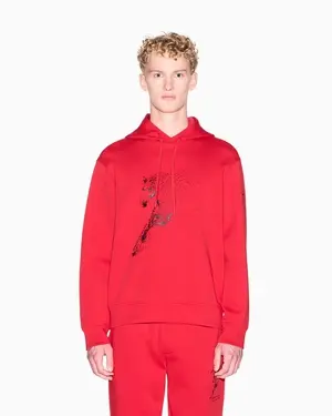 Armani Exchange Hoodie With Logo And Horse Print - Red