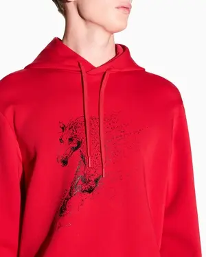 Armani Exchange Hoodie With Logo And Horse Print - Red