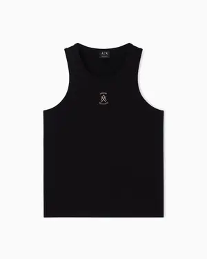 Armani Exchange Ribbed Tank Top With Logo - Black