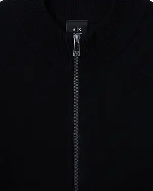 Armani Exchange Cotton And Wool Cardigan With Ribbed Knitting