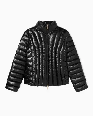 Armani Exchange Recycled Foil Padded Jacket With Metallic Effect - Black