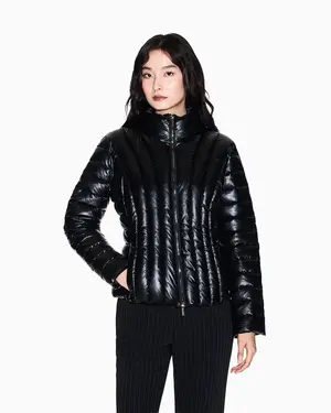 Armani Exchange Recycled Foil Padded Jacket With Metallic Effect