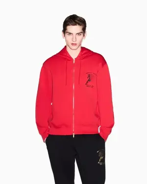 Armani Exchange Zip-up Hoodie With Logo And Horse Print