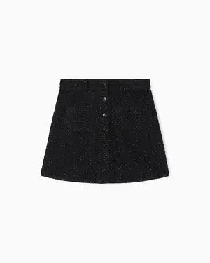 Armani Exchange Denim Mini Skirt With Rhinestone Appliques - Black