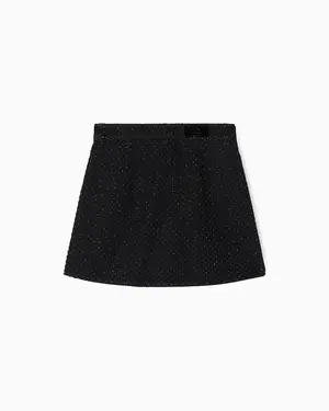 Armani Exchange Denim Mini Skirt With Rhinestone Appliques